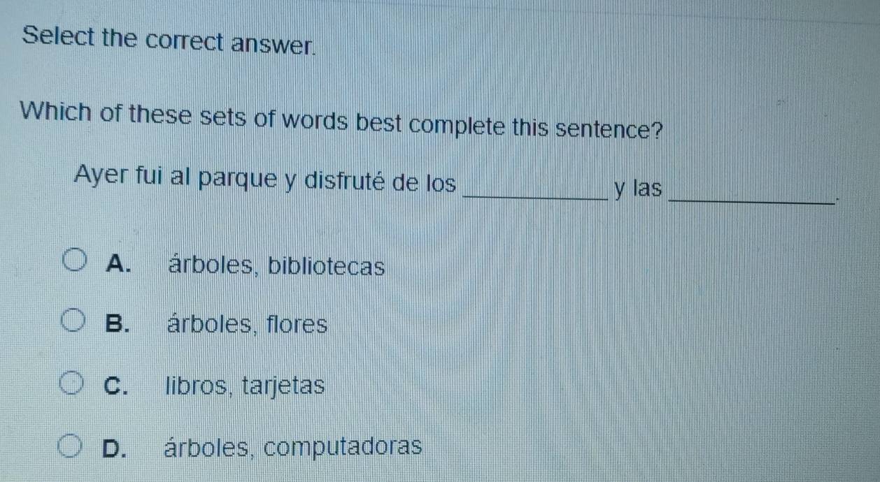 Solved: Select the correct answer. Which of these sets of words best ...