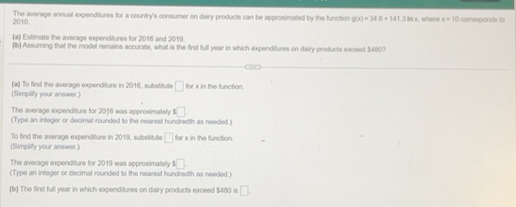 Solved: The average annual expenditures for a country's consumer on ...