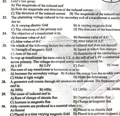 Solved: Lenz's law gives: A) The magnitude of the induced emf B) Both ...