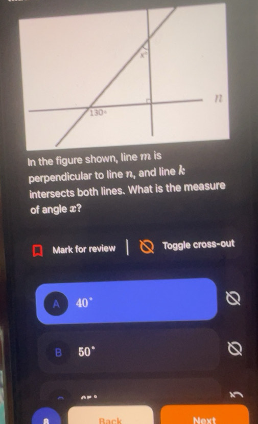 Solved: In the figure shown, line m is perpendicular to line n, and line intersects both lines ...