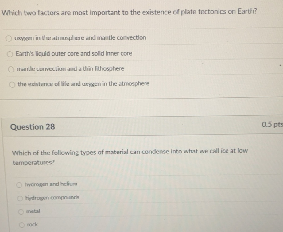Solved: Which two factors are most important to the existence of plate ...
