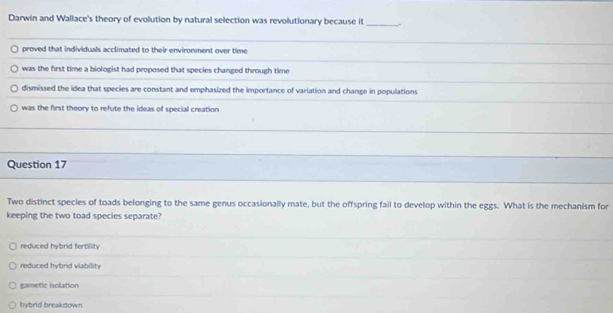 Solved: Darwin and Wallace's theory of evolution by natural selection ...