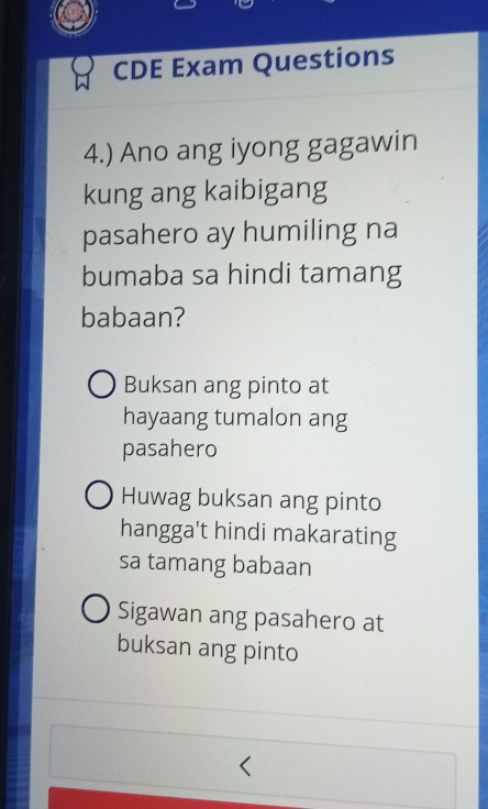 Solved: CDE Exam Questions 4.) Ano ang iyong gagawin kung ang kaibigang ...
