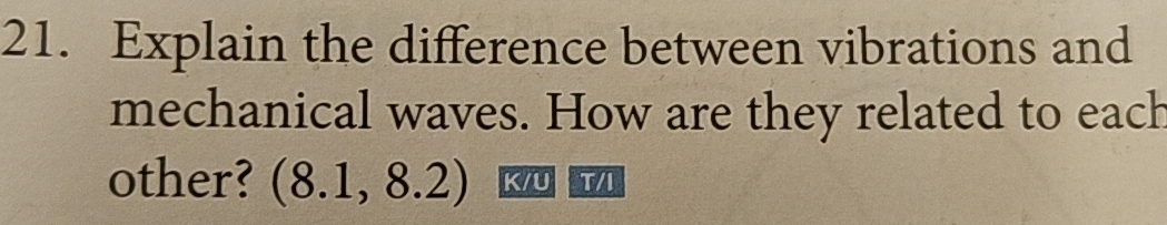 Solved: Explain the difference between vibrations and mechanical waves ...