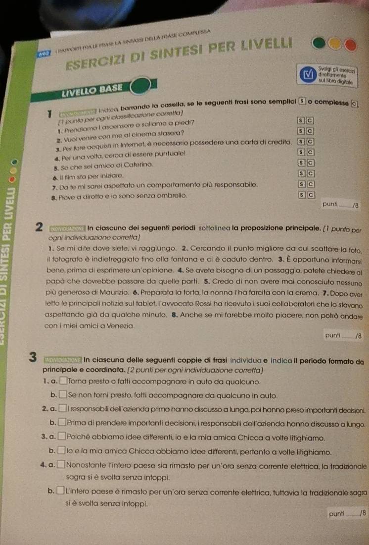 Risolto:( rapor pra le frase la sintassi della frasé complessa ESERCIZI ...