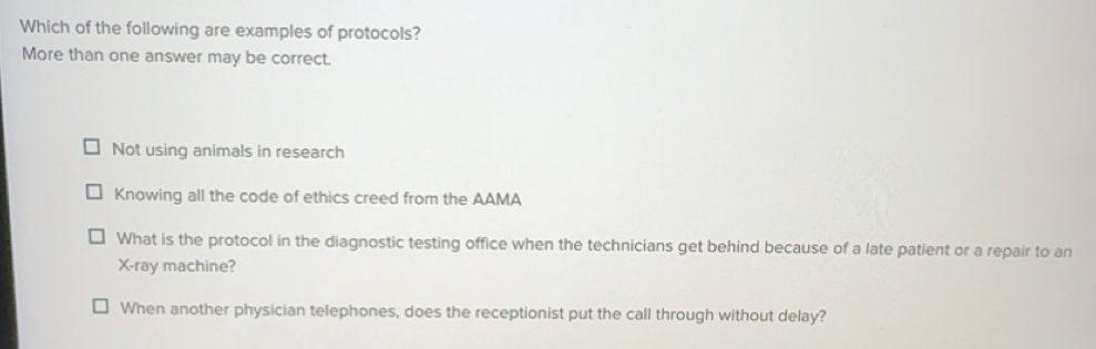 Solved: Which of the following are examples of protocols? More than one ...