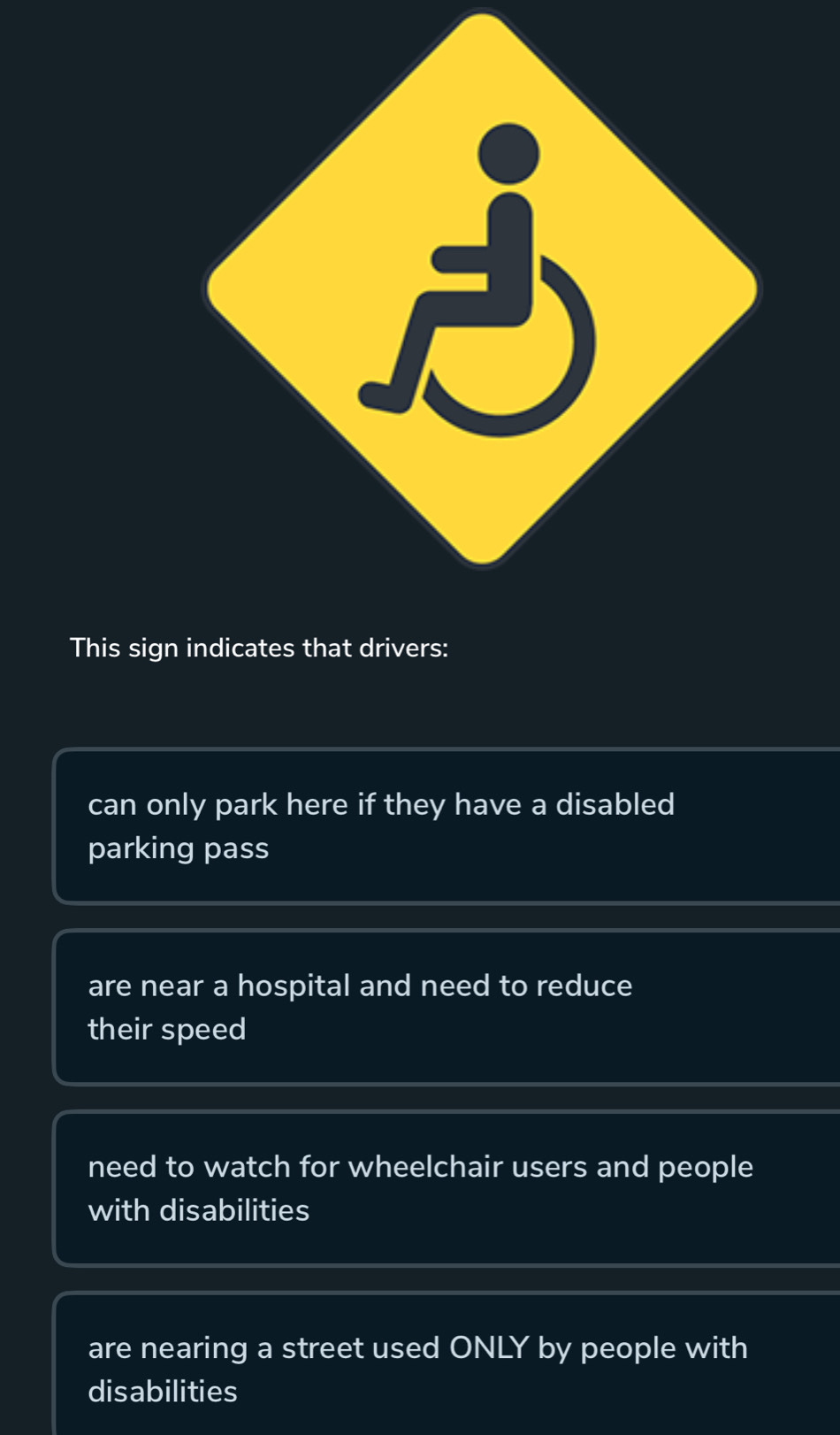 Solved: This sign indicates that drivers: can only park here if they ...