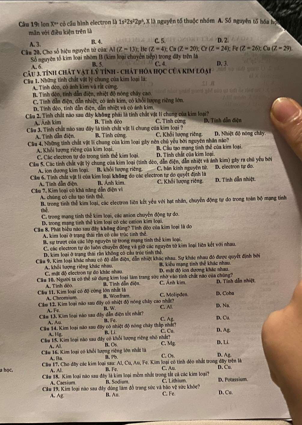 Giải quyết:Ion X^(n+) có cấu hình electron là 1s^22s^22p^6 *, X là ...