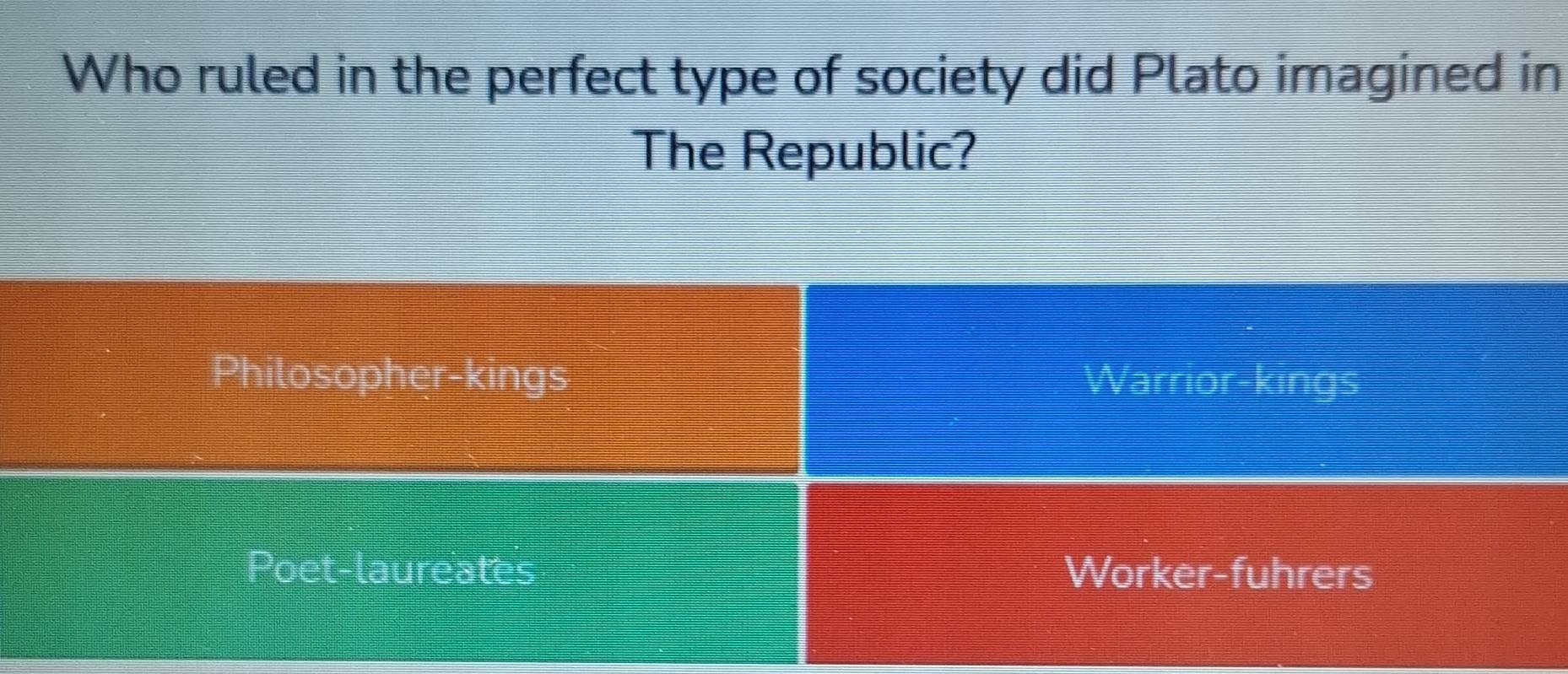 Solved: Who ruled in the perfect type of society did Plato imagined in ...