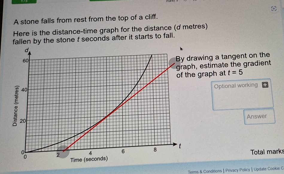 Solved: 1/3 A stone falls from rest from the top of a cliff. Here is ...