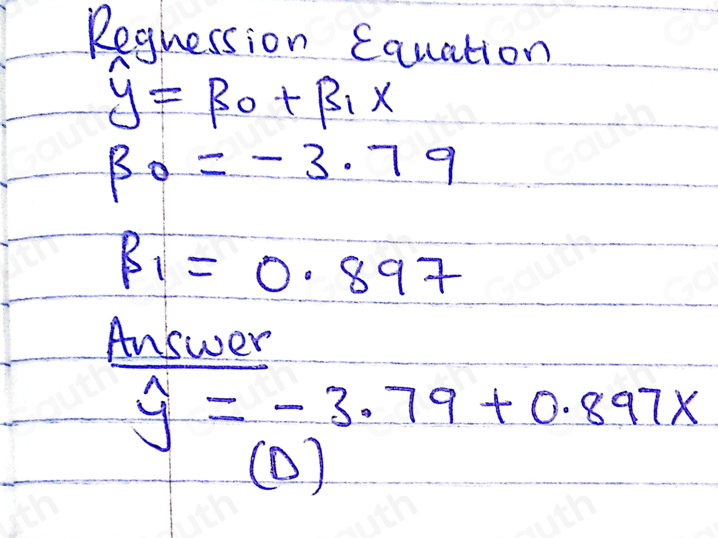 Solved: Use the given data to find the equation of the regression line ...