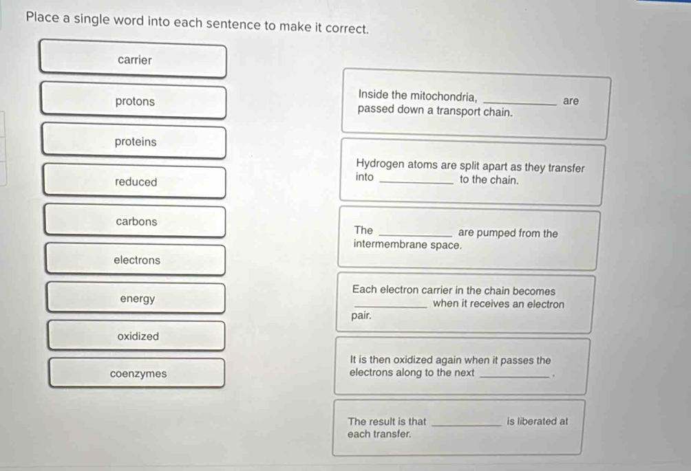 Solved: Place a single word into each sentence to make it correct ...