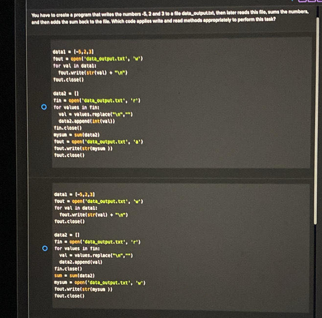 Solved: You have to create a program that writes the numbers -5, 2 and ...