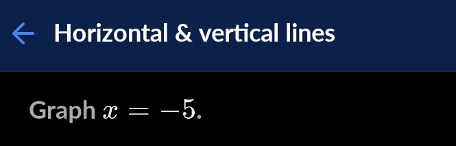 Solved: Horizontal & vertical lines Graph x=-5. [Math]