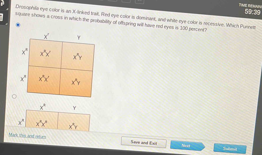 Solved: TIME REMAINI 59:39 Drosophila eye color is an X-linked trait ...