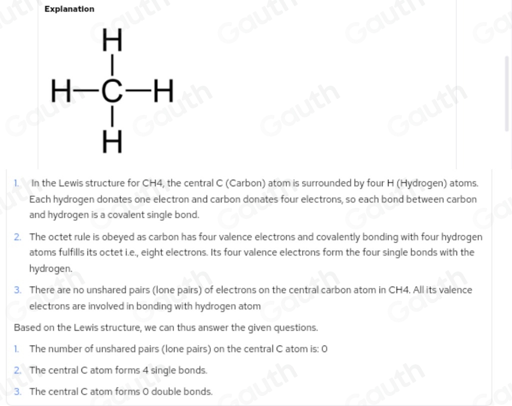 Solved: Draw a Lewis structure for CH_4 in which the central C atom ...