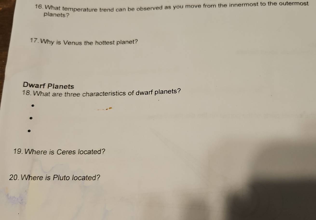 Solved: What temperature trend can be observed as you move from the ...