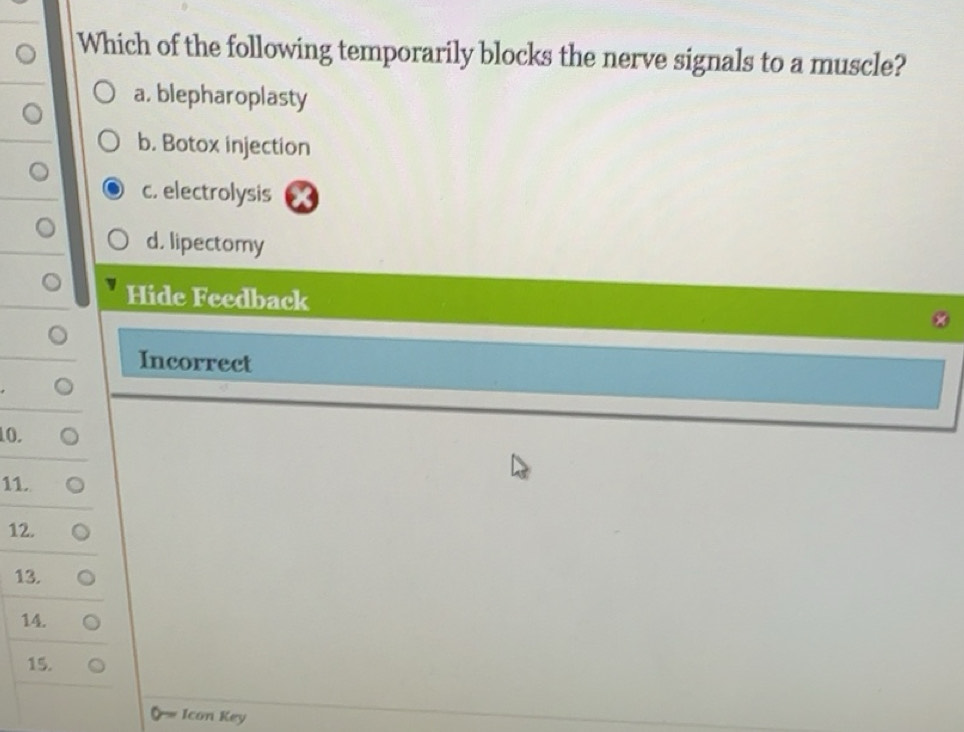 Solved: Which of the following temporarily blocks the nerve signals to ...