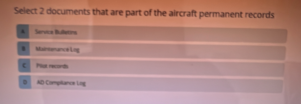 Solved: Select 2 documents that are part of the aircraft permanent ...