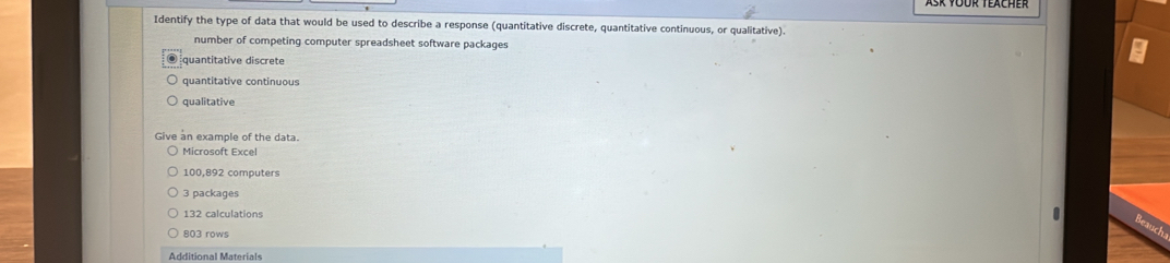 Solved Identify The Type Of Data That Would Be Used To Describe A Response Quantitative
