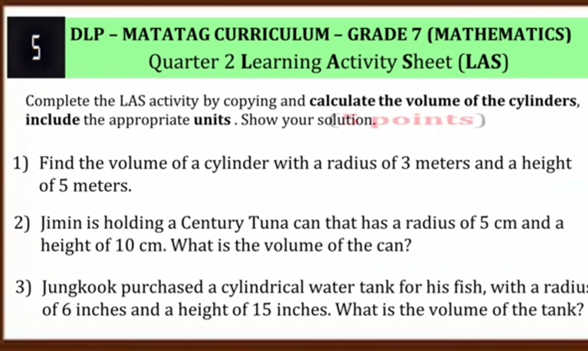 Solved: DLP - MATATAG CURRICULUM - GRADE 7 (MATHEMATICS) Quarter 2 ...