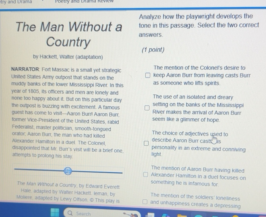 Solved: try and Drama Poetry and Drama Review Analyze how the ...