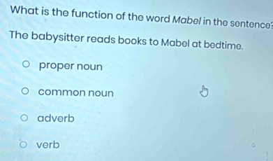 Solved: What is the function of the word Mabel in the sentence? The ...