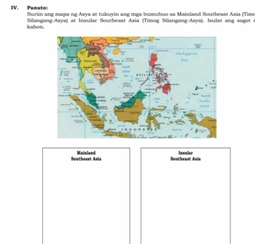 Solved: Panuto: Suriin ang mapa ng Asya at tukuyin ang mga bumubuo sa ...