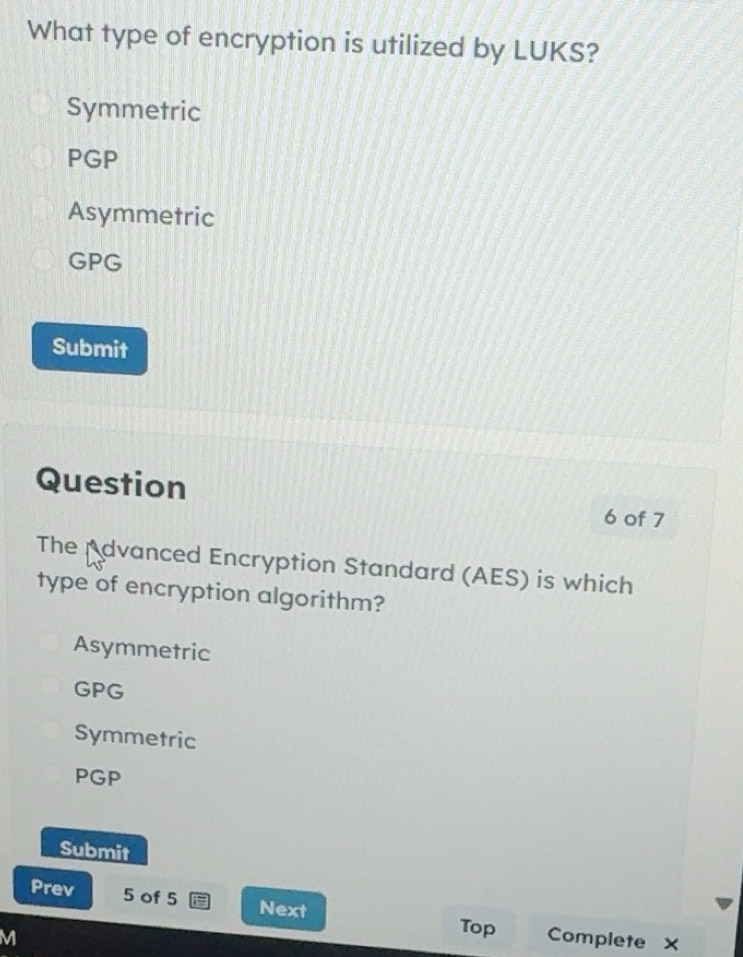 Solved: What type of encryption is utilized by LUKS? Symmetric PGP ...