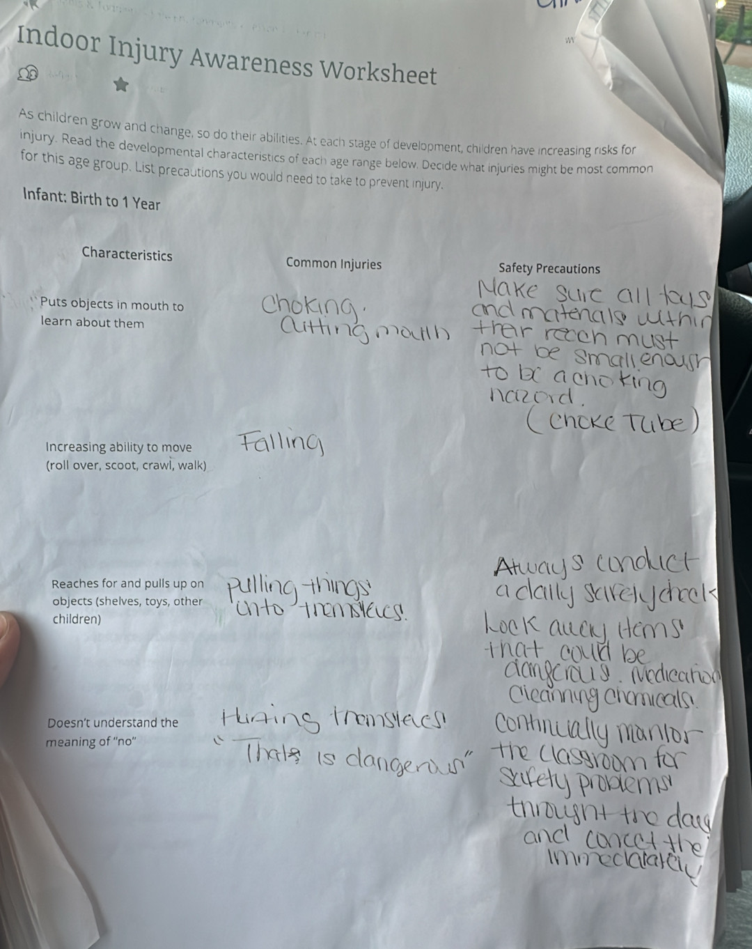 Solved: WW Indoor Injury Awareness Worksheet As children grow and ...