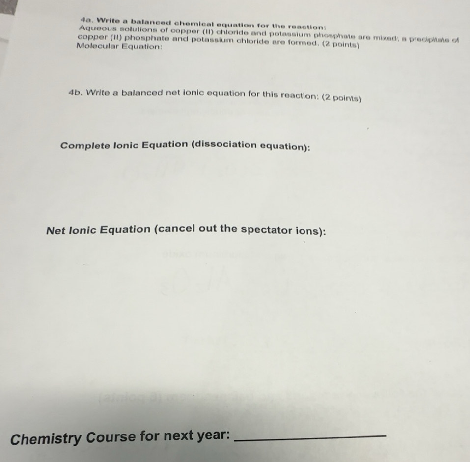 Solved: Write a balanced chemical equation for the reaction: Aqueous ...