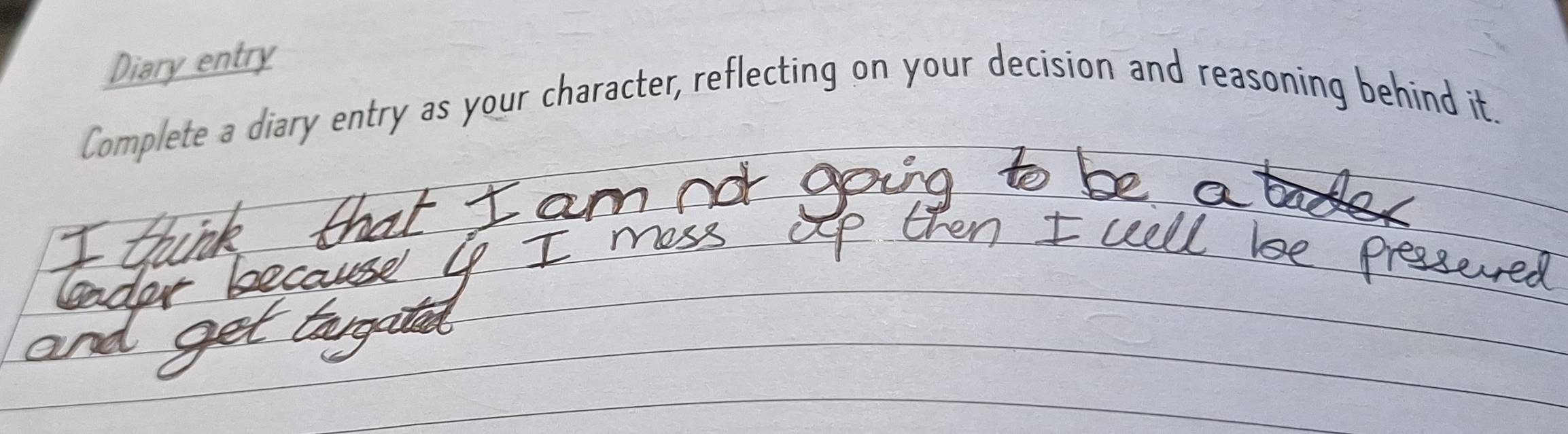 Solved: Diary entry Complete a diary entry as your character ...