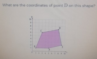 Solved: What are the coordinates of point D on this shape? [Math]