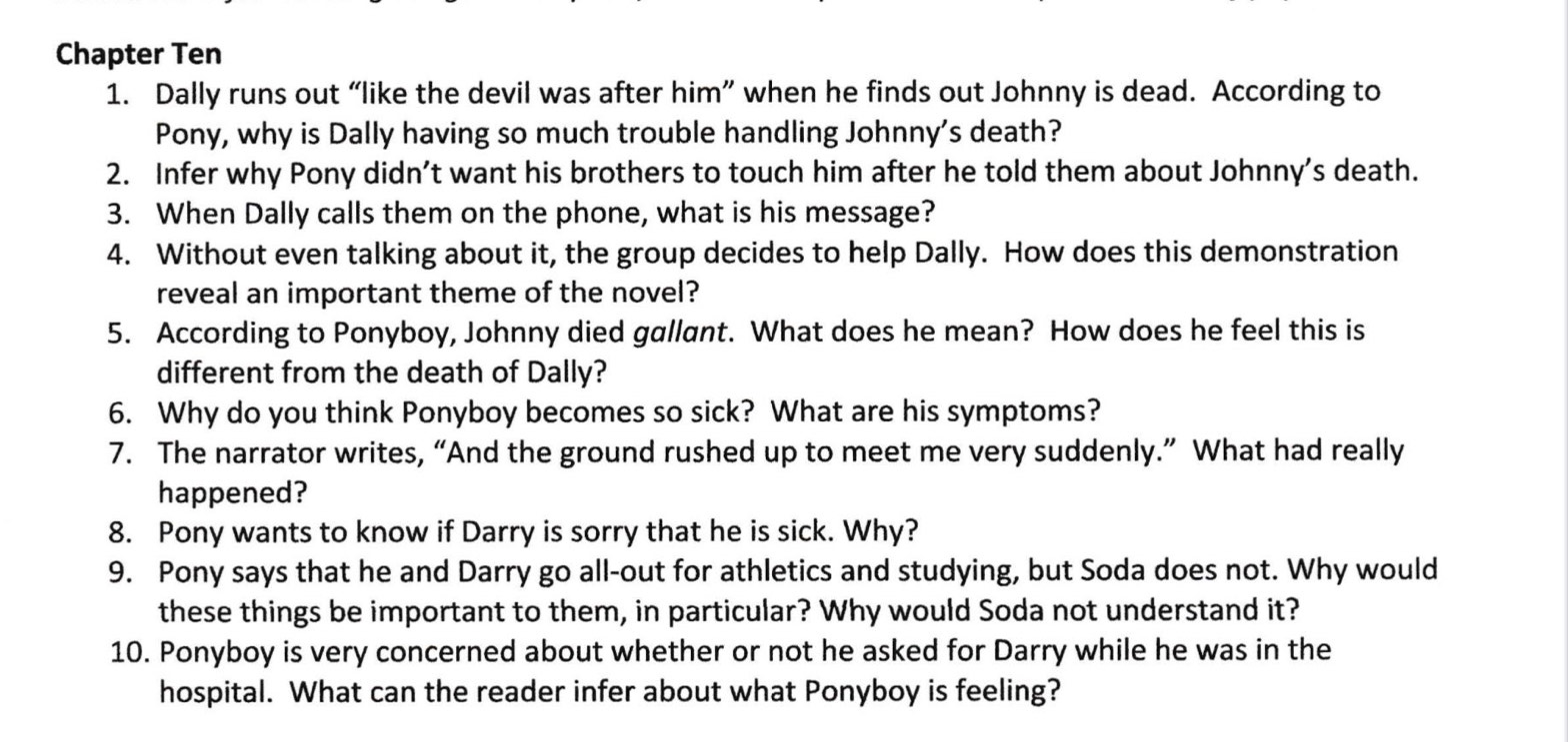 Solved: Chapter Ten 1. Dally runs out “like the devil was after him ...