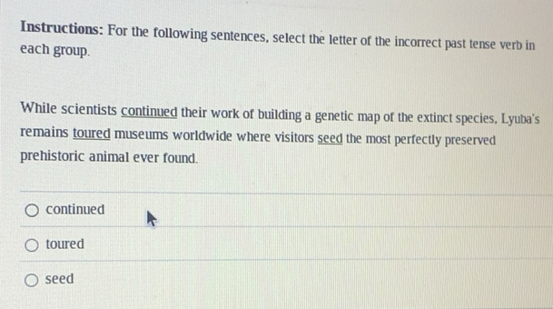 Solved: Instructions: For the following sentences, select the letter of ...