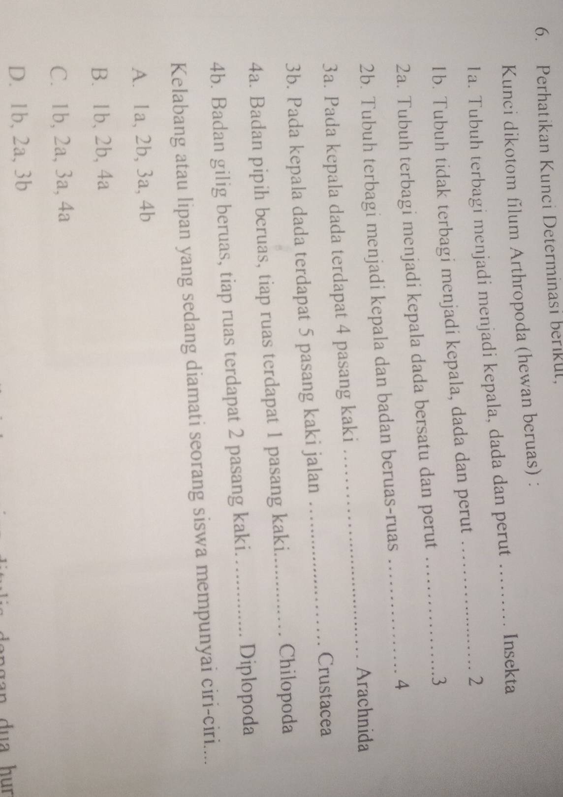 Telah dijawab:Perhatikan Kunci Determinasi berikul, Kunci dikotom filum ...