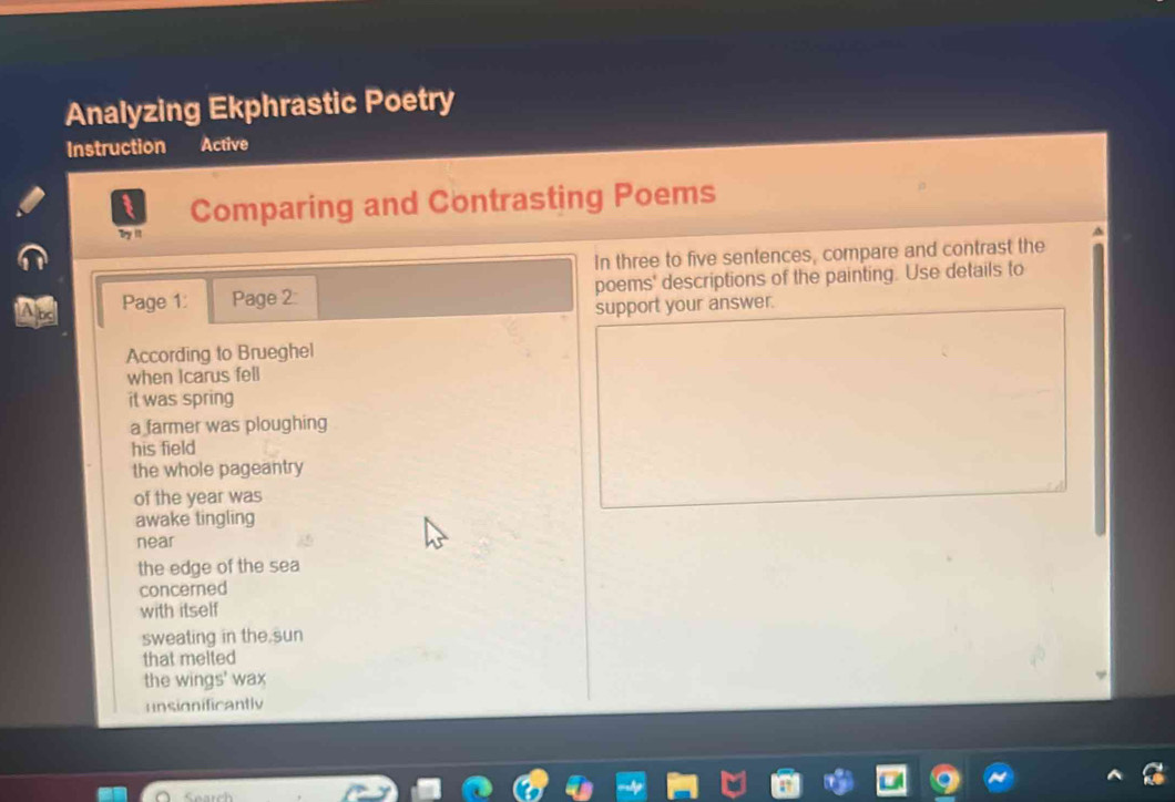 Solved: Analyzing Ekphrastic Poetry Instruction Active Comparing and ...