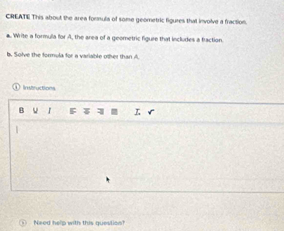 Solved: CREATE This about the area formula of some geometric figures ...