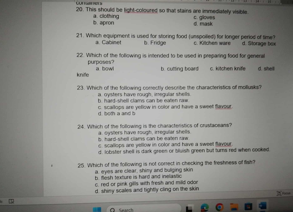 Solved: containers 20. This should be light-coloured so that stains are ...