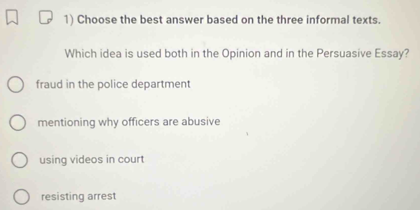 Solved: Choose the best answer based on the three informal texts. Which ...