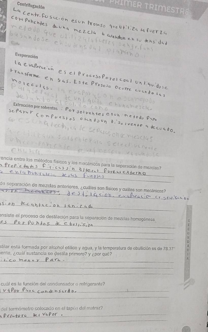 Resuelto:Centrifugación PRIER TRIMESTR Evaporación Extracción por ...