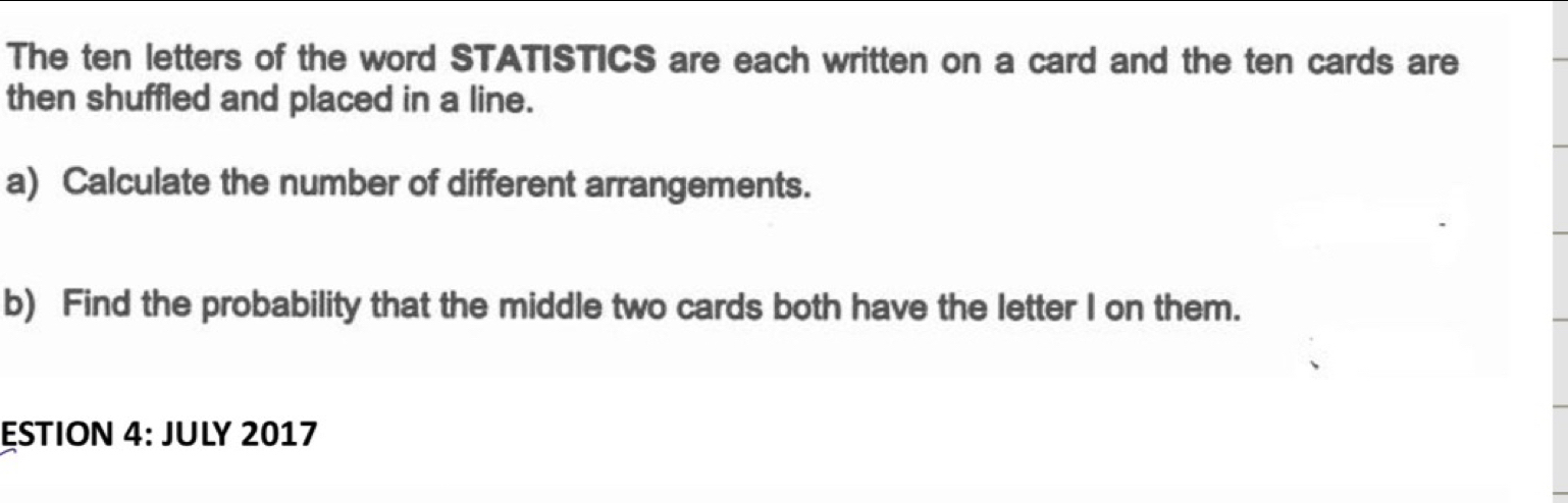Selesai:The ten letters of the word STATISTICS are each written on a ...