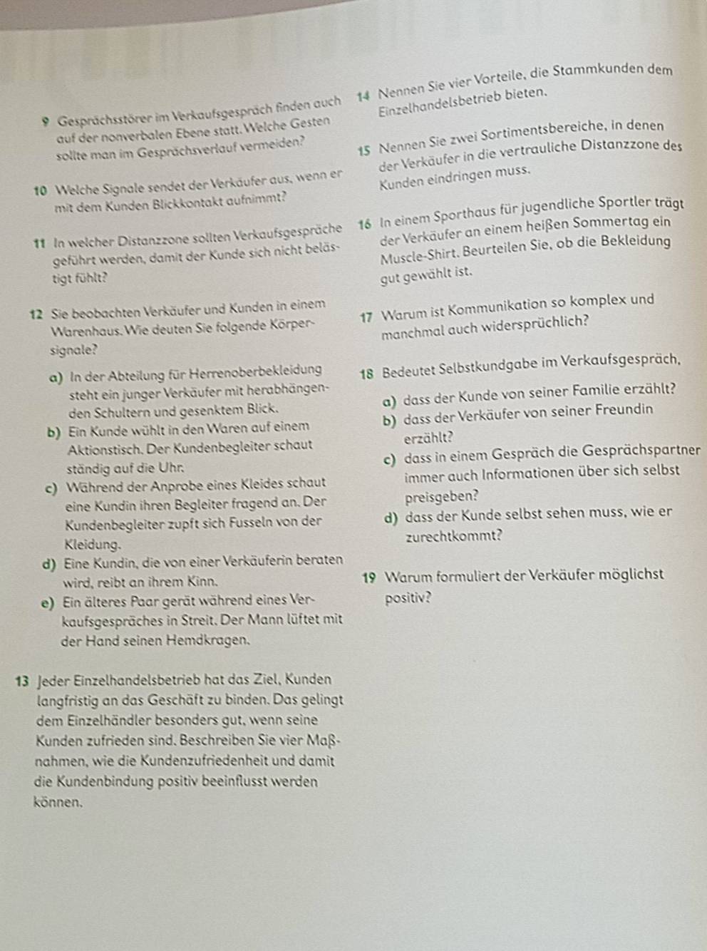 Gelöst:Gesprächsstörer im Verkaufsgespräch finden auch a 14 Nennen Sie ...