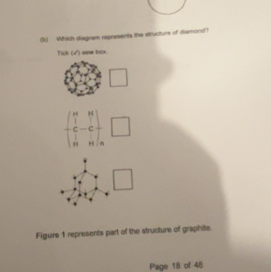 Solved: Which diagram represents the structure of diamond? Tick (√) one ...