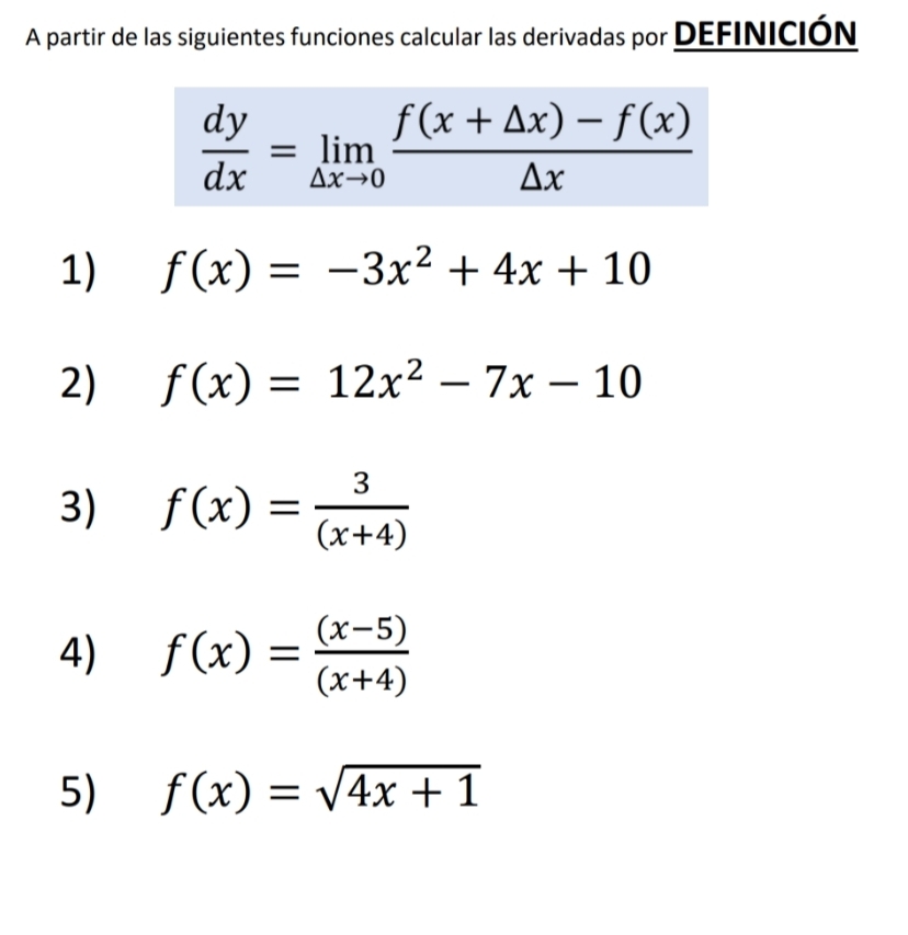 Resuelto:A partir de las siguientes funciones calcular las derivadas ...