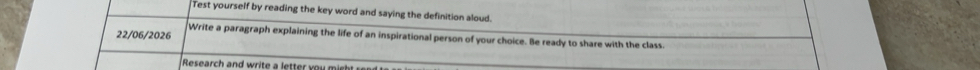 Solved: Test yourself by reading the key word and saying the definition ...