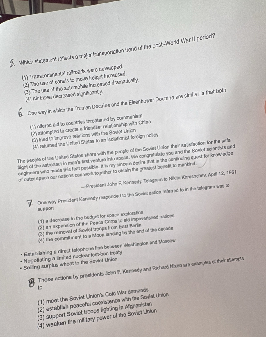 Solved: Which statement reflects a major transportation trend of the ...