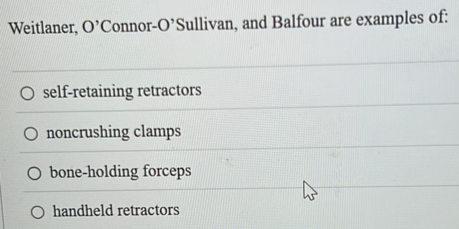 Solved: Weitlaner, O’Connor-O’Sullivan, and Balfour are examples of ...