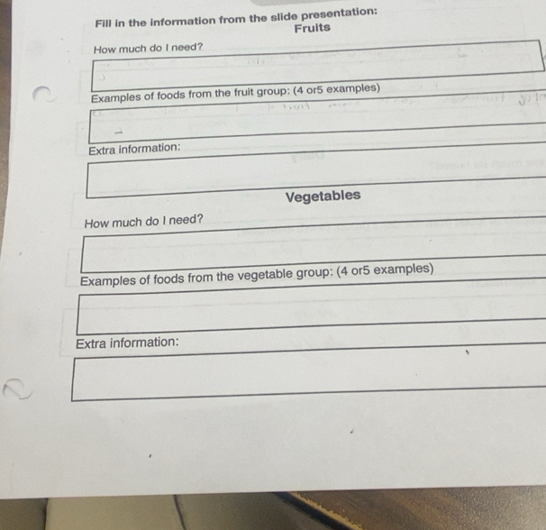 Solved: Fill in the information from the slide presentation: Fruits How ...