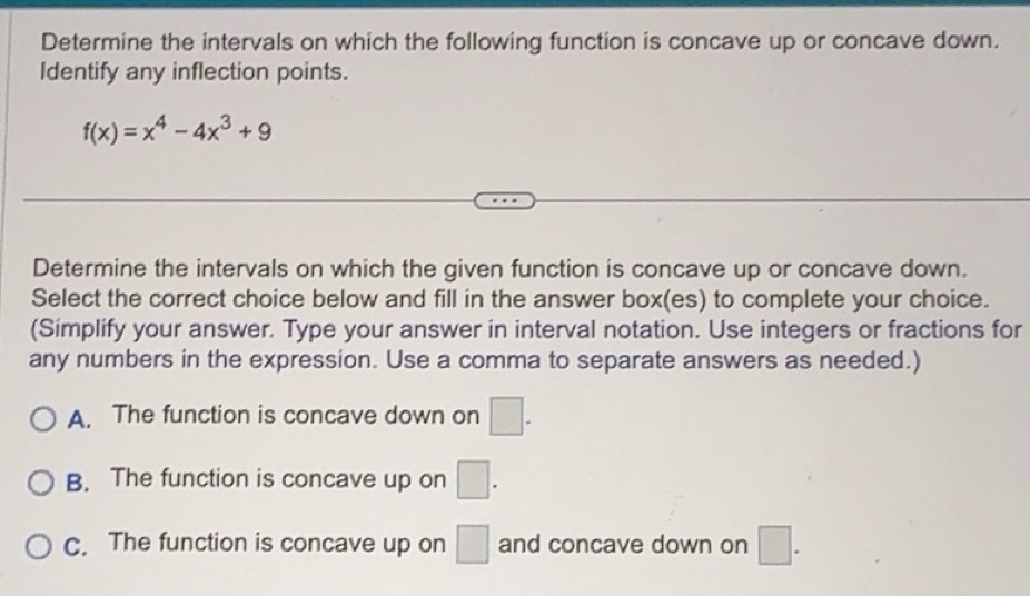 Solved: Determine the intervals on which the following function is ...